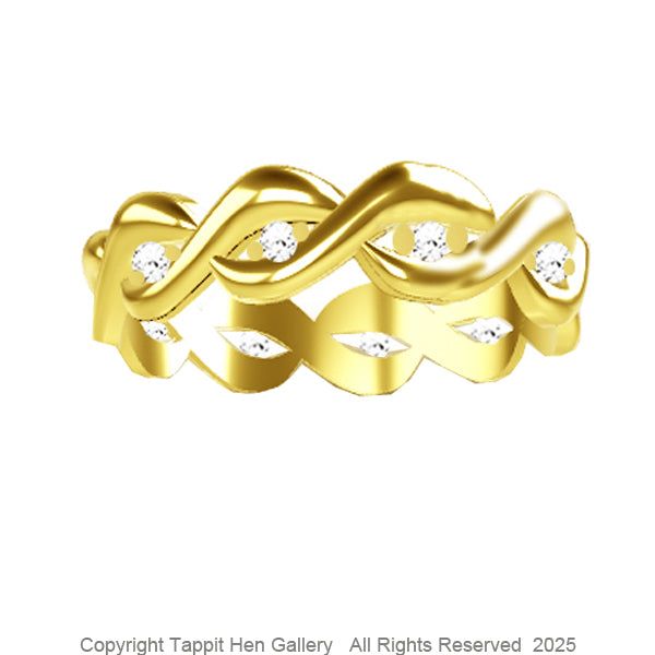 5mm Celtic Flow Twist Diamond Wedding Ring in 9ct Yellow Gold – Tappit ...