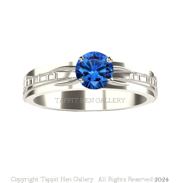 EDINBURGH CASTLE ENGAGEMENT RING IN WHITE GOLD WITH SAPPHIRE – Tappit ...