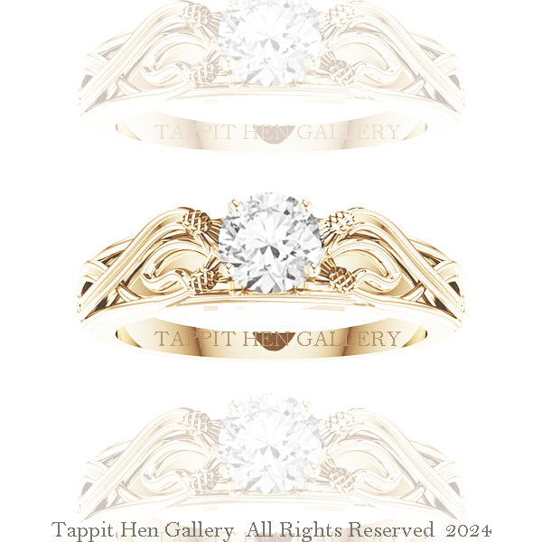 Saltire Thistle Flow Diamond Engagement Ring in 9ct Yellow Gold ...