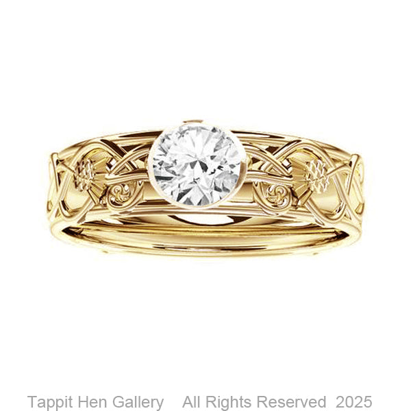 Scottish Thistle Edinburgh Celtic Half Carat Diamond Tube Set Ring in ...