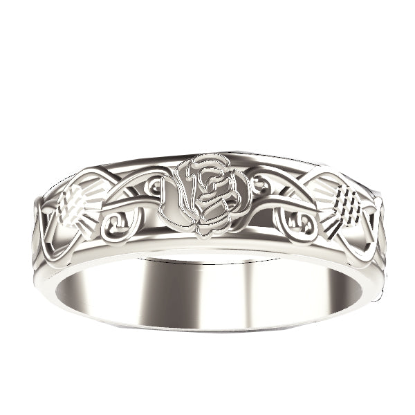 Scottish Rose and Thistle Edinburgh Celtic Ring in White Gold – Tappit ...
