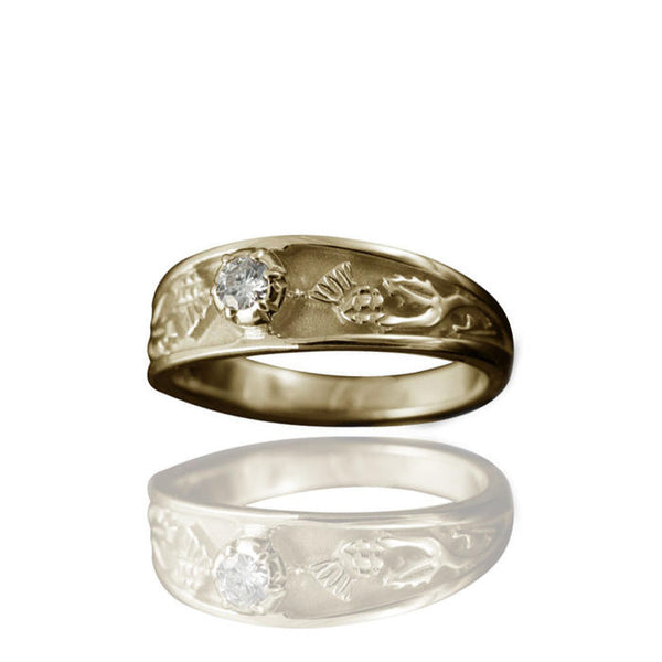 Ladies Diamond Scottish Thistle Engagement Ring with Claw Setting ...