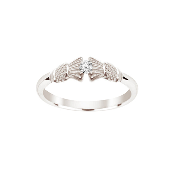 Traditional Edinburgh Scottish Thistle Torque Ring with Diamond ...